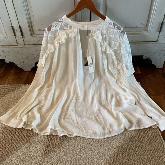 Shop Fig | Tops | Bohemian Ruffle Lace Ivory Long Sleeve Blouse | Poshmark